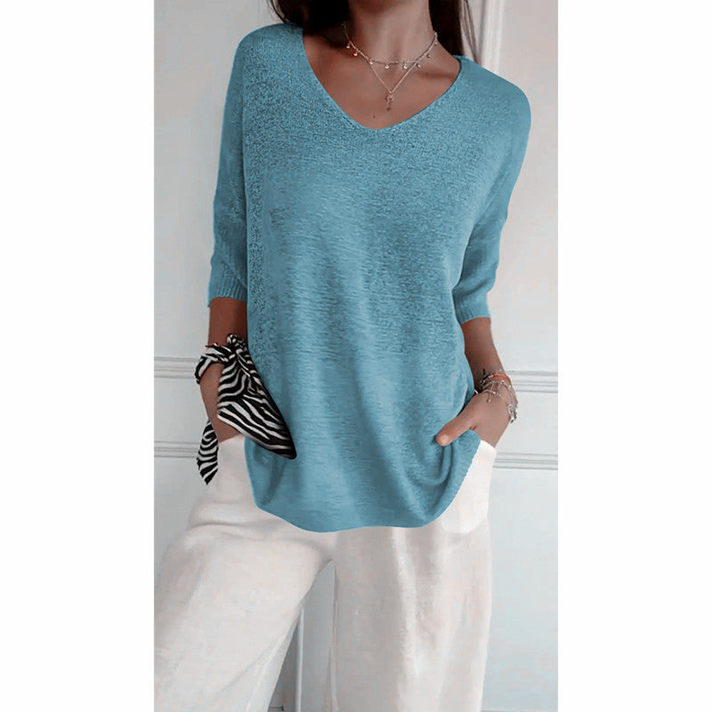 💖ULTIMO GIORNO DI SALDI 50% DI SCONTO🥰Maglia a V in tinta unita – viyame