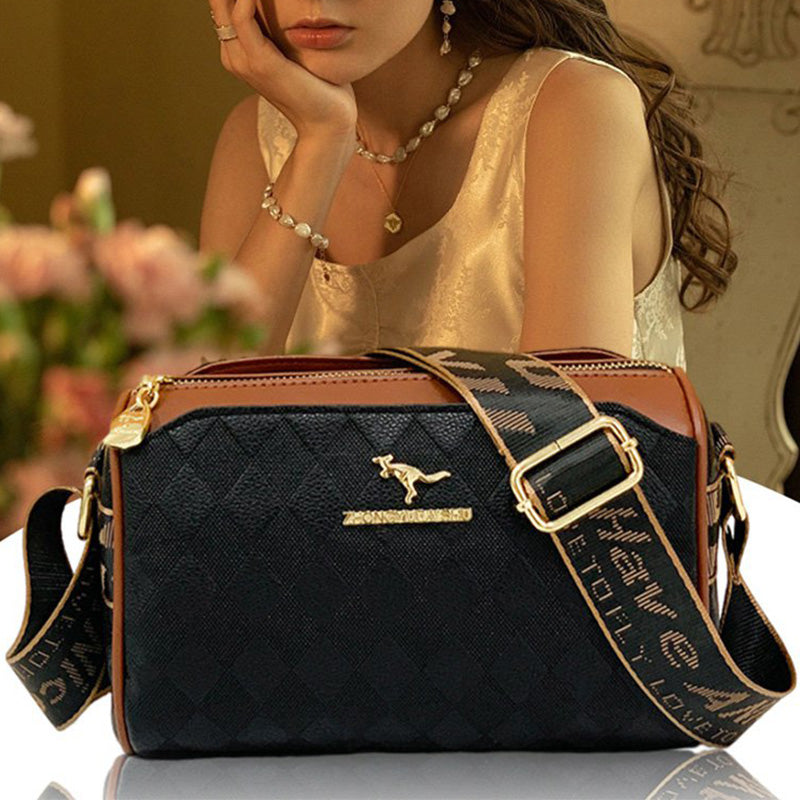 Borsa a tracolla a 3 strati con motivo a diamante e capacità elevata ...